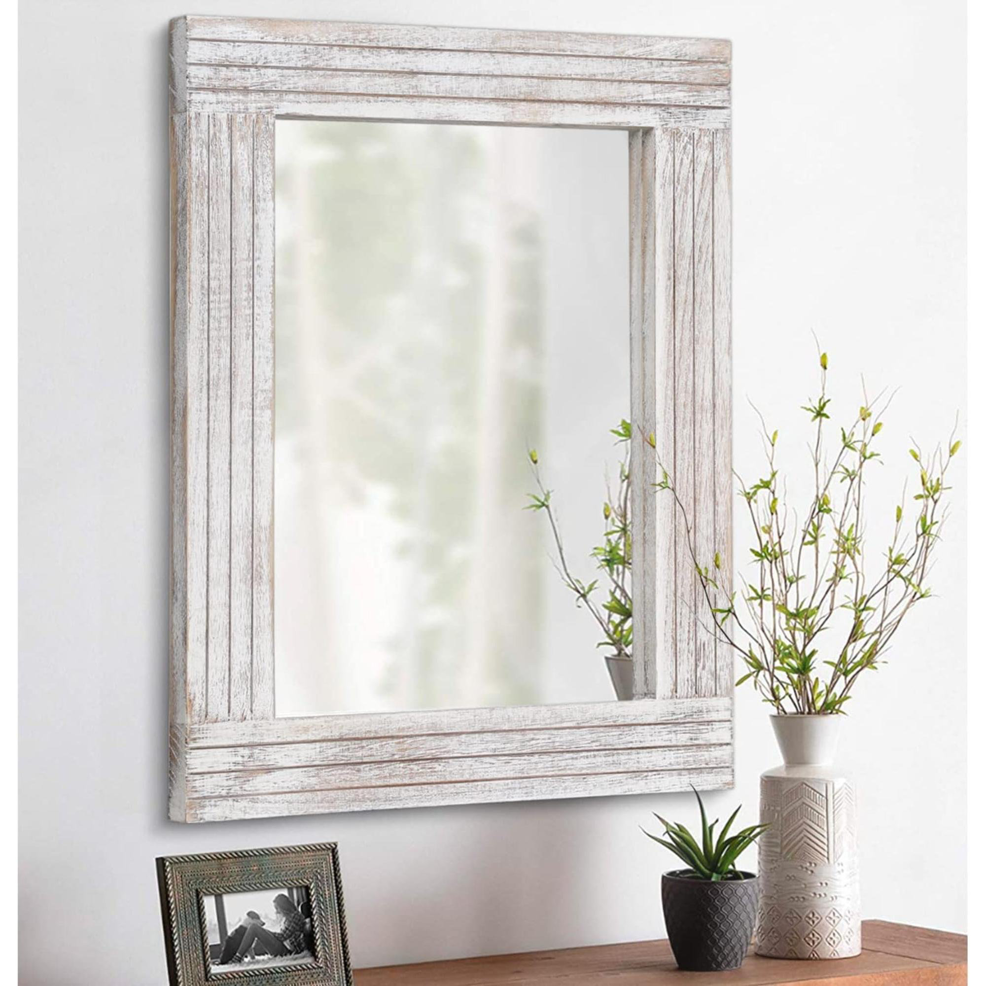 Gracie Oaks Mirrors For Wall Rustic Wooden Frame Rectangle Mirror ...