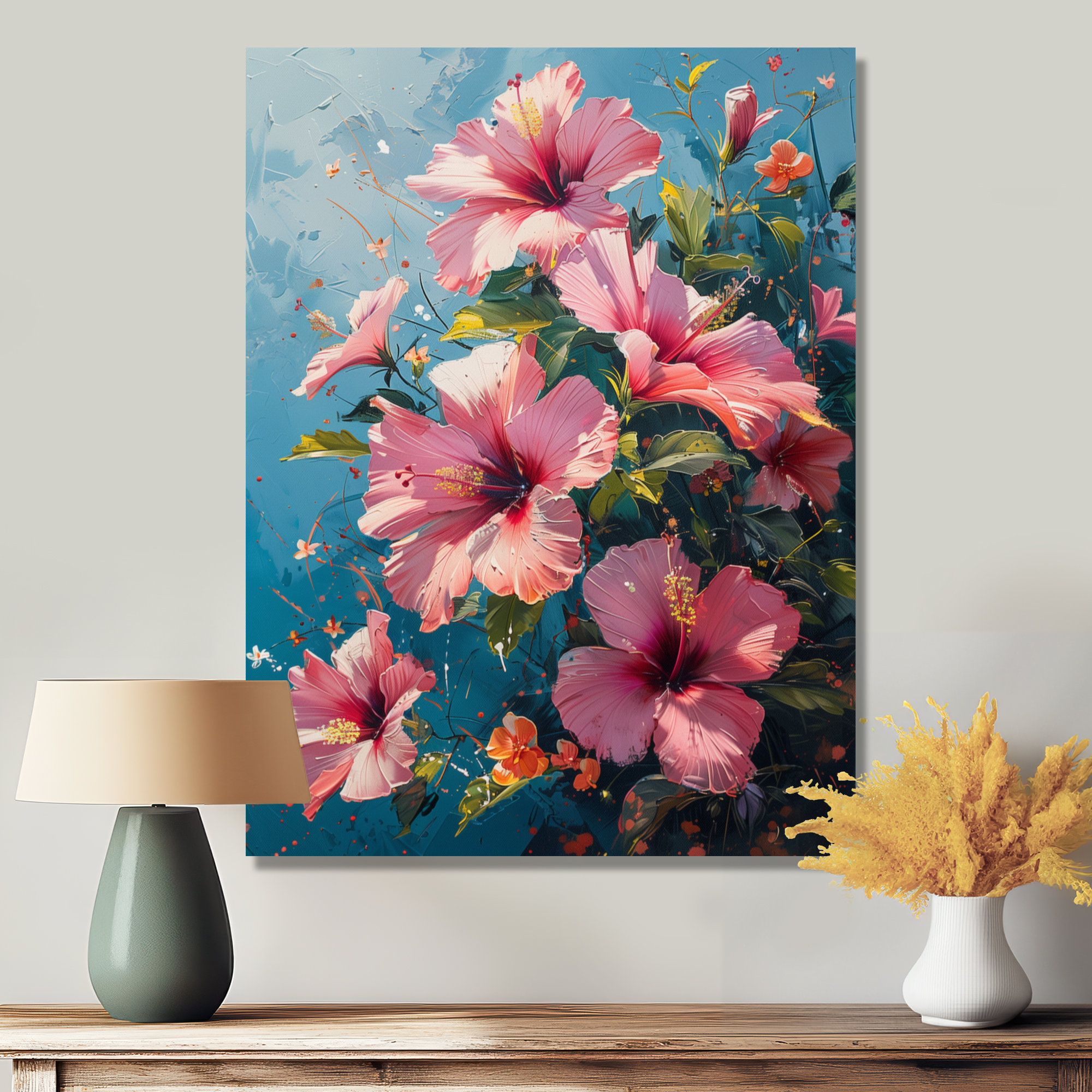 Winston Porter Vibrant Dance Of Pink Blue Hibiscus III - Hibiscus Wall ...