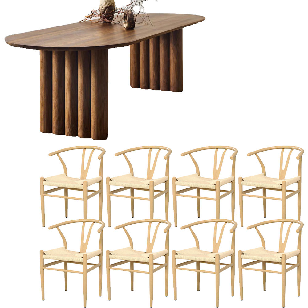 Waagy Modern simple solid wood wind oval table set - Wayfair Canada