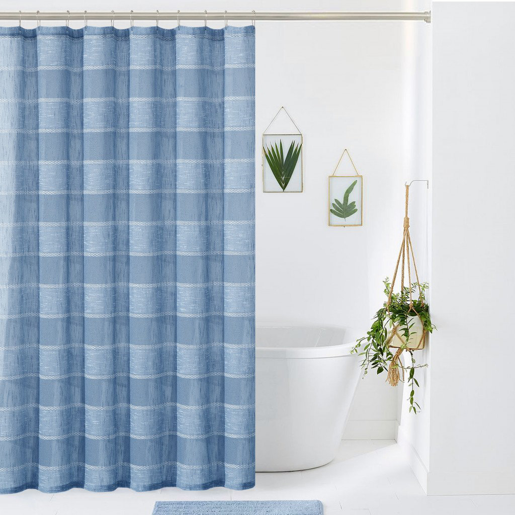 Latitude Run® Linen Look Shower Curtain 70x72 Water Resistant Washable ...