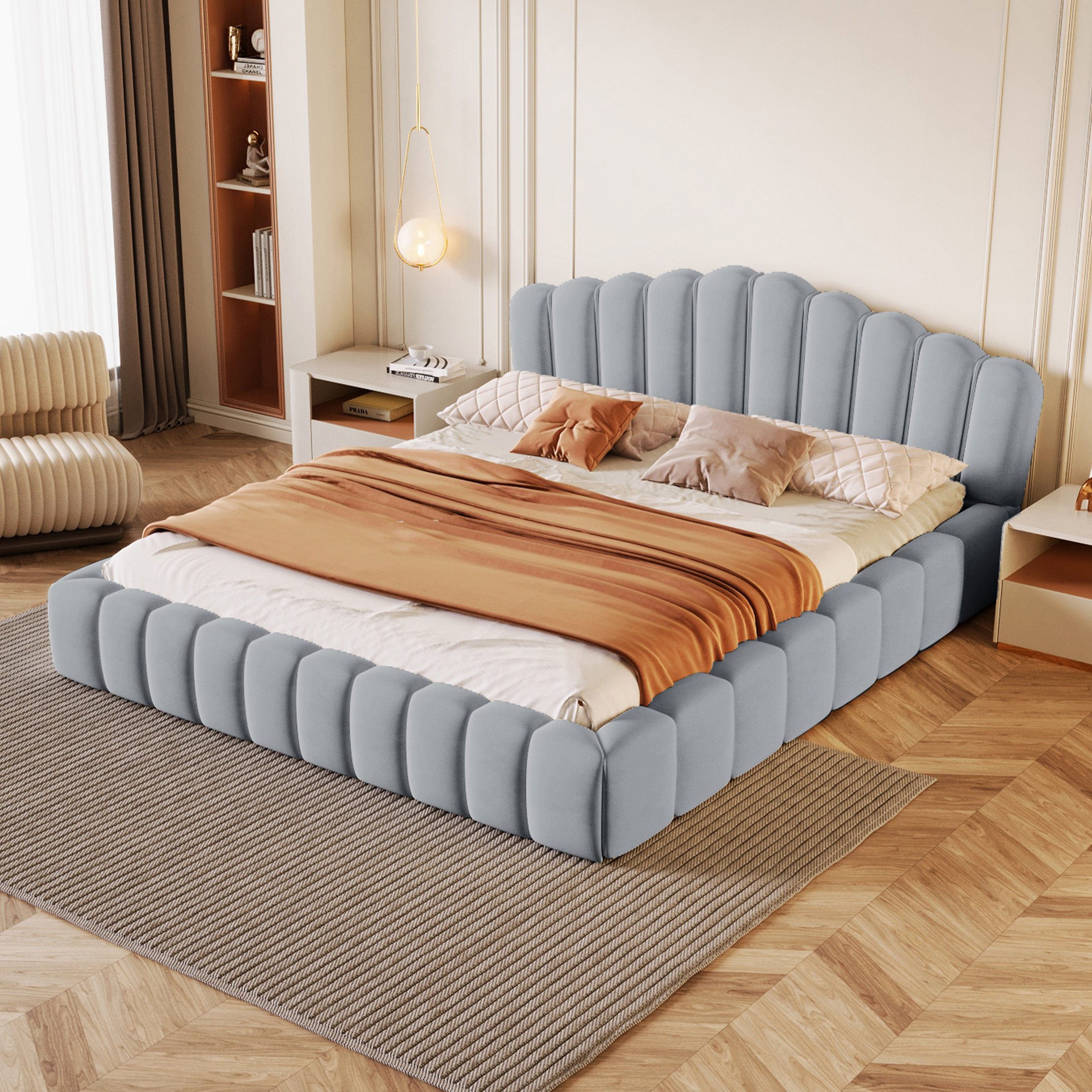 Ebern Designs Comfortable Upholstered Bed With Headboard For Bedroom ...