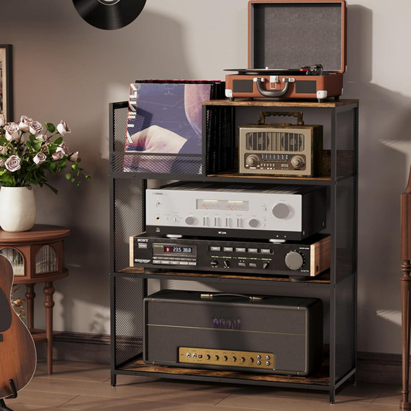 17 Stories 4 Tier Large Record Player Stand Holds Up To 380-450 Albums ...