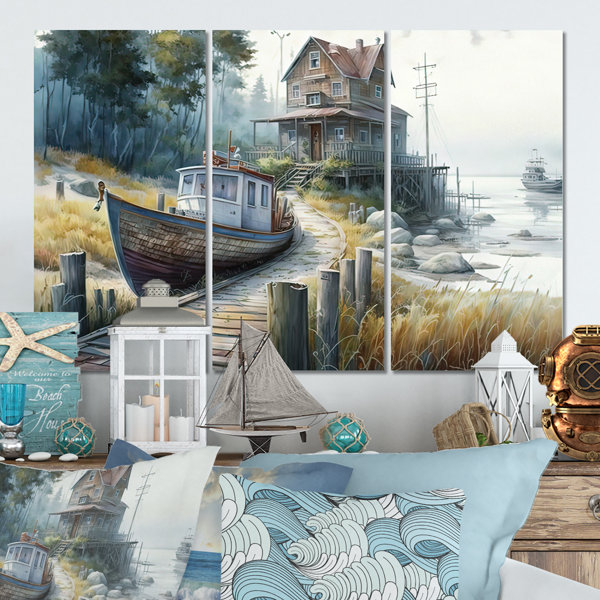 Breakwater Bay Rustic Port With A Fishing Boat III " Rustic Port With A ...