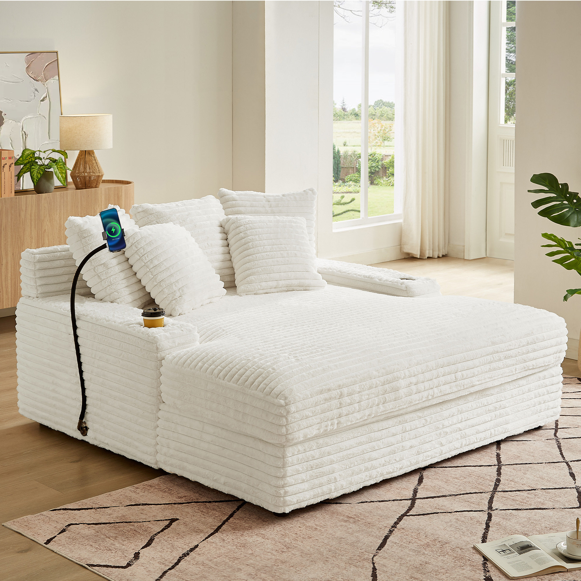 Latitude Run® Oversized 63.78” Loveseat Chaise Lounge Sectional Sofa ...