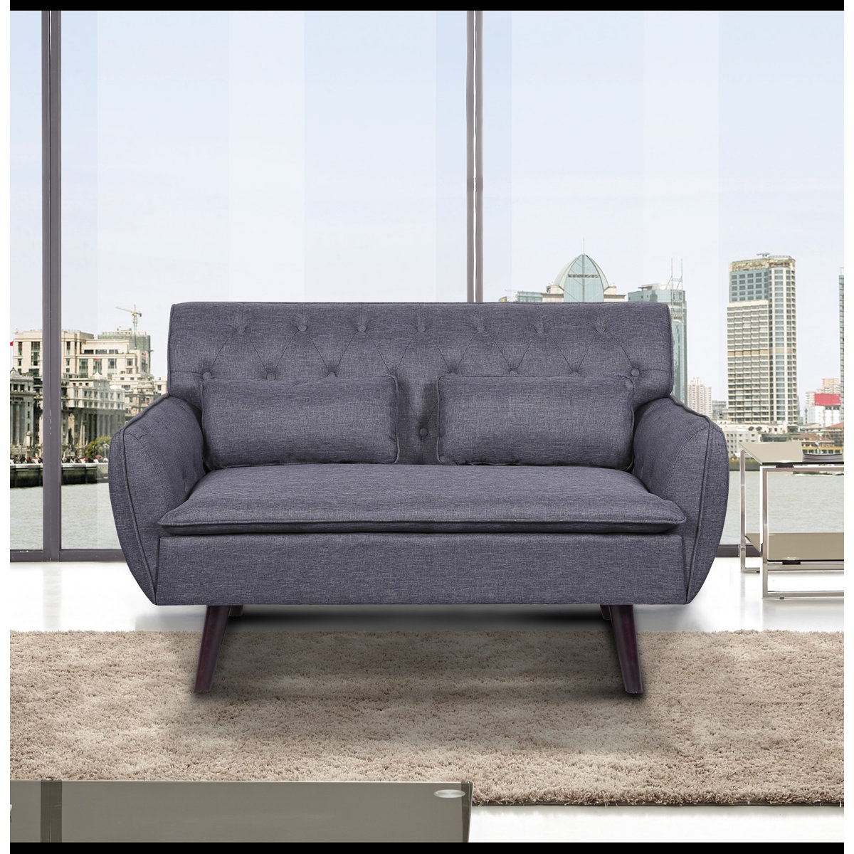 Wrought Studio Nicolasa 53.2" Linen Round Arm Loveseat & Reviews ...