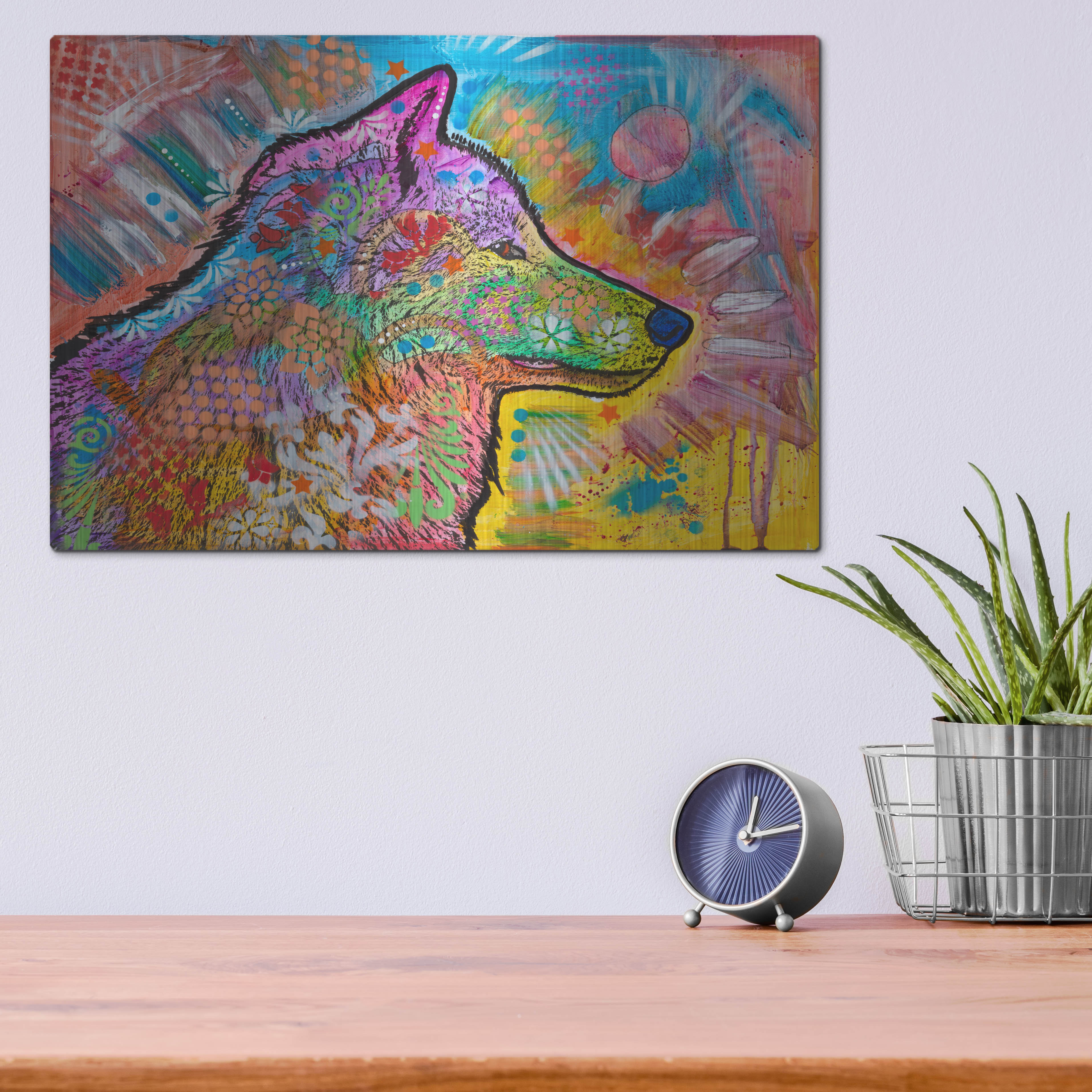 Lark Manor ™ «Observer le loup» par Dean Russo, art mural en métal ...
