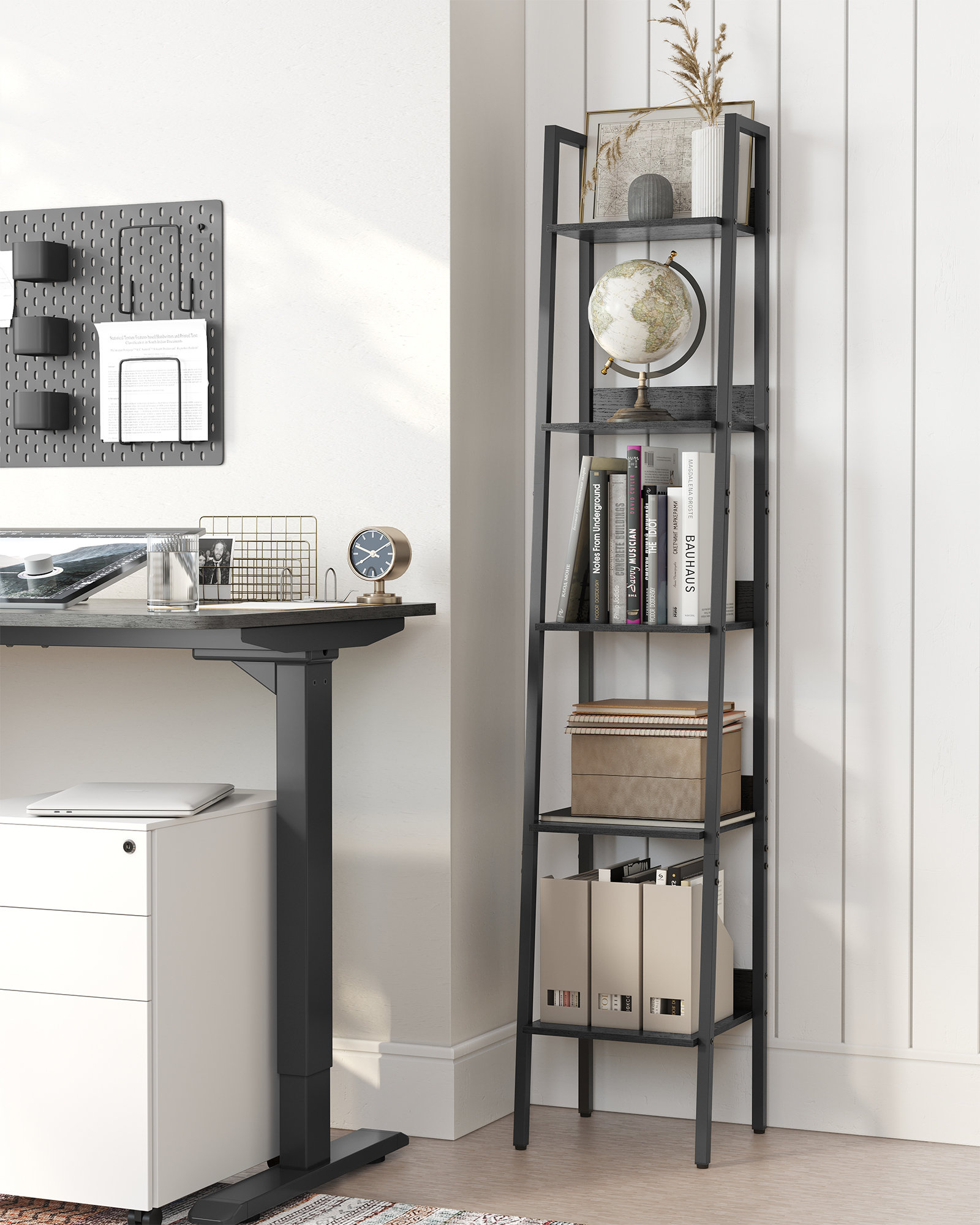 17 Stories Maurus Steel Ladder Bookcase, Bookself for Home Office ...