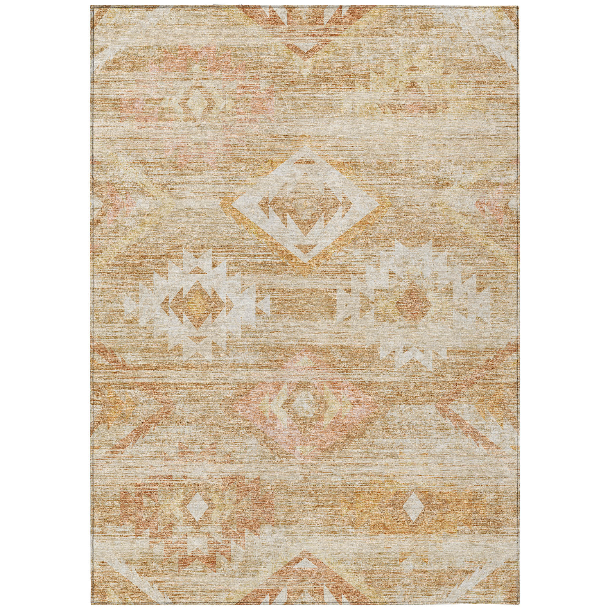 HomeRoots 5' X 8' Terra Cotta Southwestern Washable Indoor Outdoor Area ...