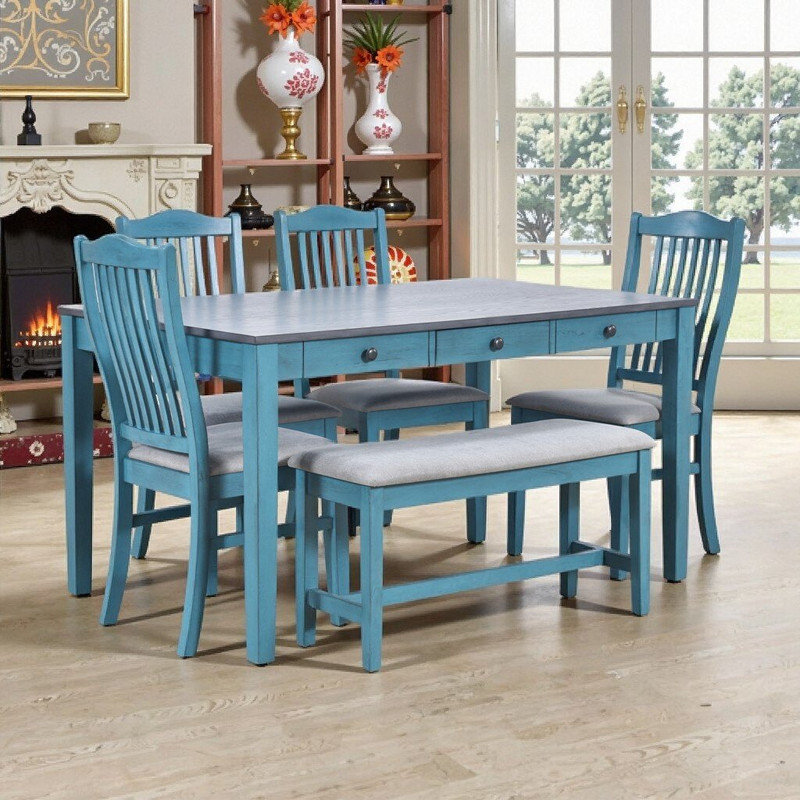 Ivy Bronx 6-Piece Dining Table Set With Storage Drawer, 59-inch Table ...