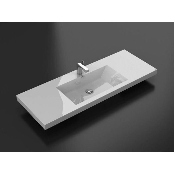 Alma 19.5'' Chrome Polymarble Rectangular Bathroom Sink with Overflow ...