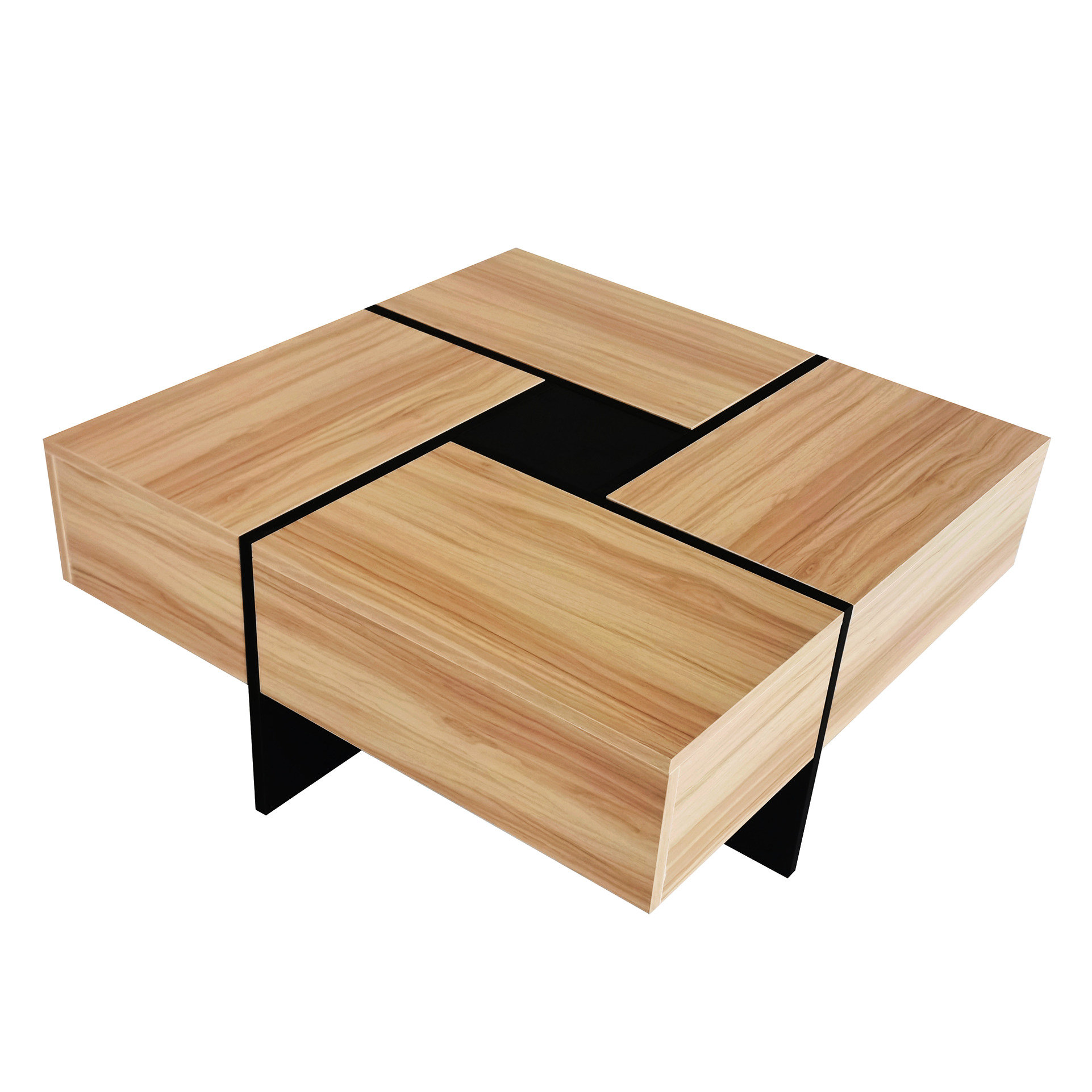 Ivy Bronx Extendable Square Coffee Table, 4 Hidden Storage Sections ...