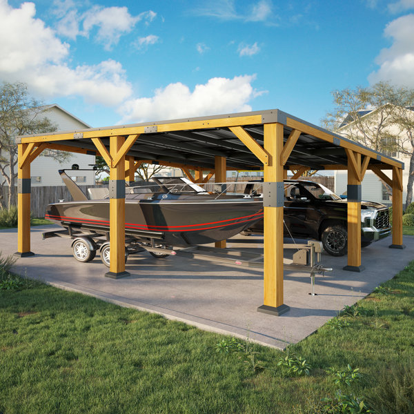 AMERLIFE YGZ120 - Shade Structure - Wooden Sloping Roof Style - 10X12ft ...