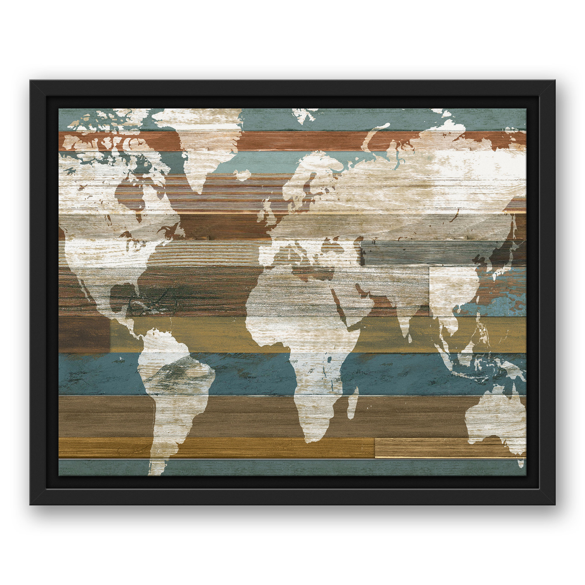 Breakwater Bay World Map Stripes Framed On Canvas Print - Wayfair Canada