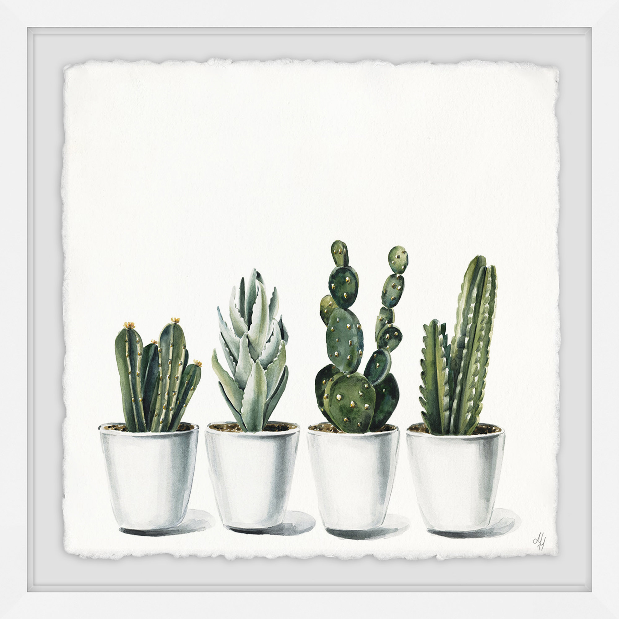 Union Rustic 'Pretty Cacti' Framed Watercolor Painting Print - Wayfair ...