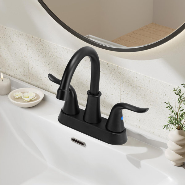 Wilmall 2-Handle Centerset Bathroom Faucet Matte Black, Stainless Steel ...
