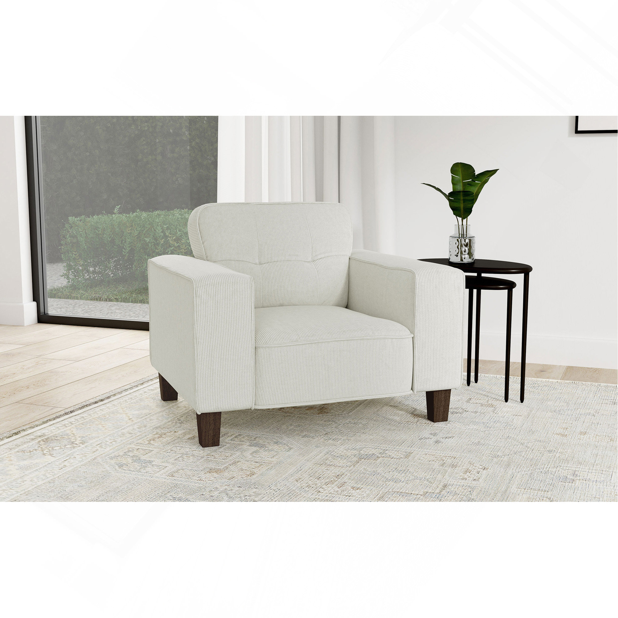 Latitude Run® Greige Upholstered Track Arm Tufted Accent Chair | Wayfair