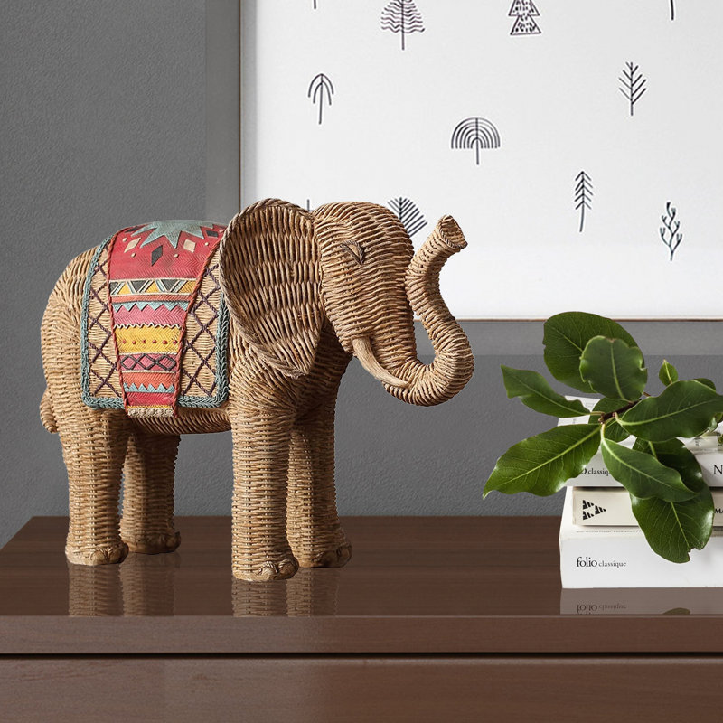 Bungalow Rose Moncalieri 7-Inch Resin Elephant Statue, Symbol of Good ...