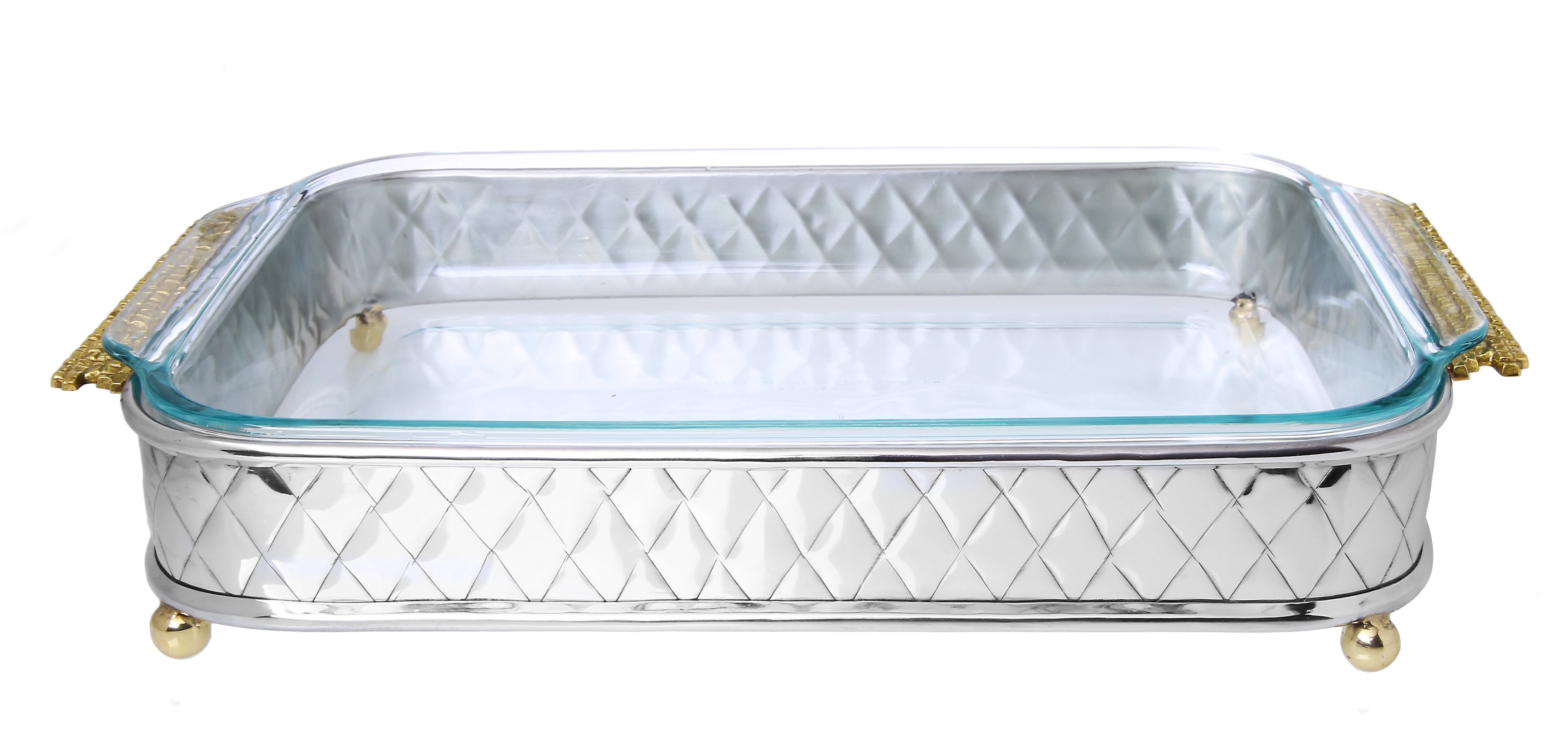 Classic Touch Rectangular Pyrex Holder with Mosaic Handles | Wayfair