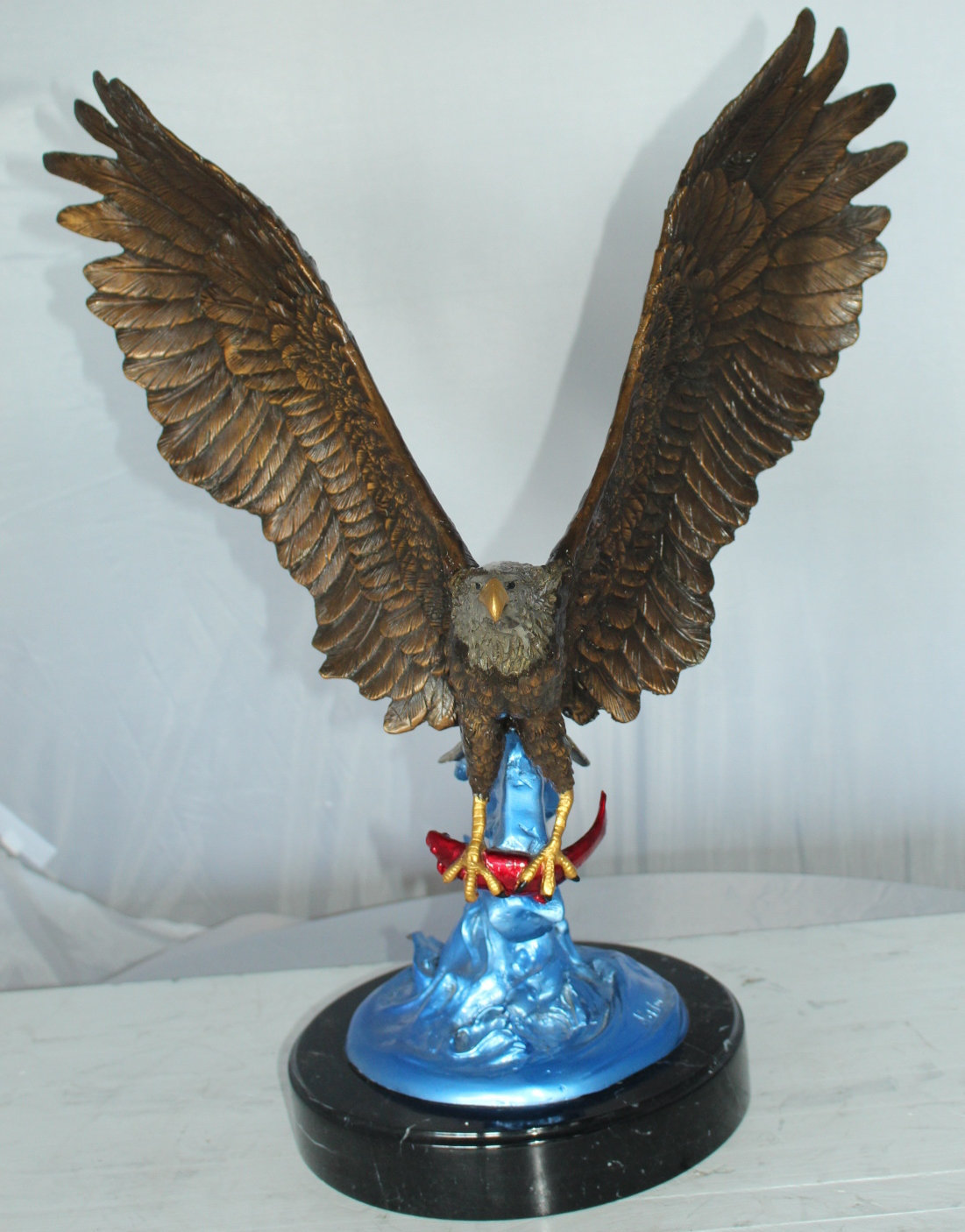 Loon Peak® Michelina Eagle Catching his Prey Bronze Statue - Size: 17"L ...