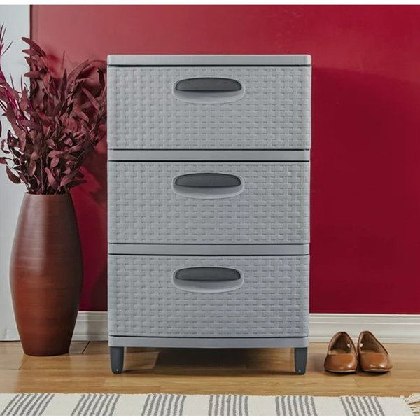 Sterilite 3 Weave Drawer Unit, 3 Drawers Storage Organizer for Bedroom ...