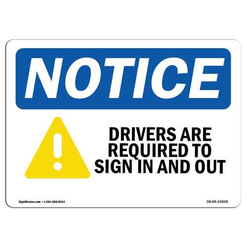 SignMission Drivers Are Required to Sign in and out Sign | Wayfair