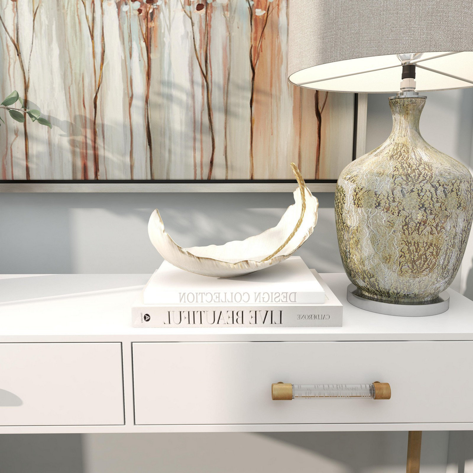 House of Hampton® Textured Curved Feather Decorative Bowl Plate ...