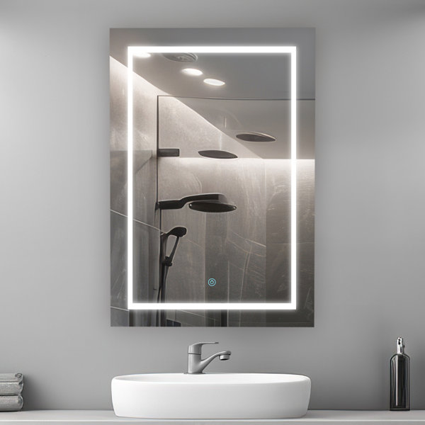 Latitude Run® Charlyne 24"x30" LED Medicine Cabinet Defogger, 3X ...