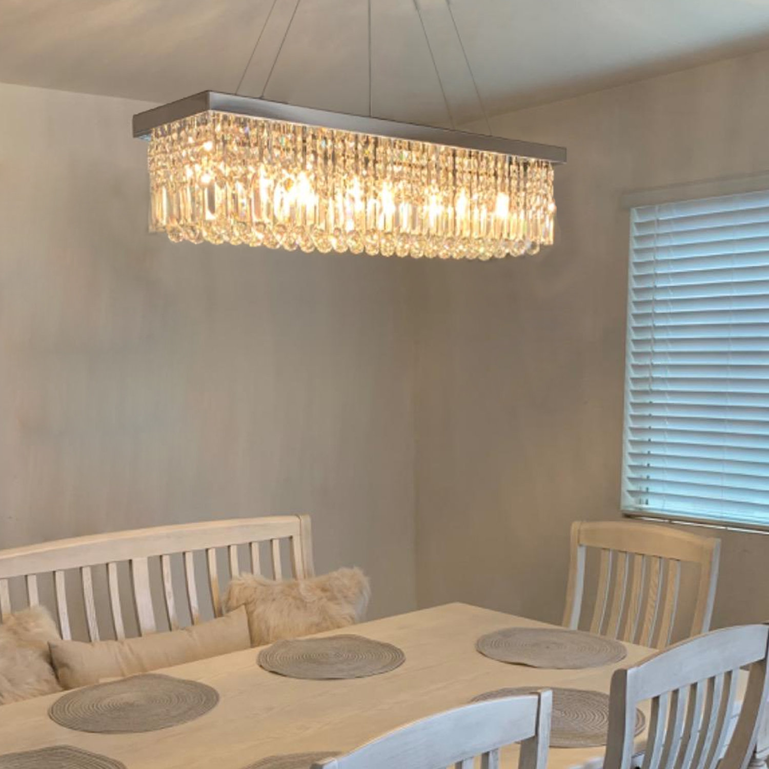 Mercer41 Kearan 5 - Light Kitchen Island Dimmable Rectangle Chandelier ...