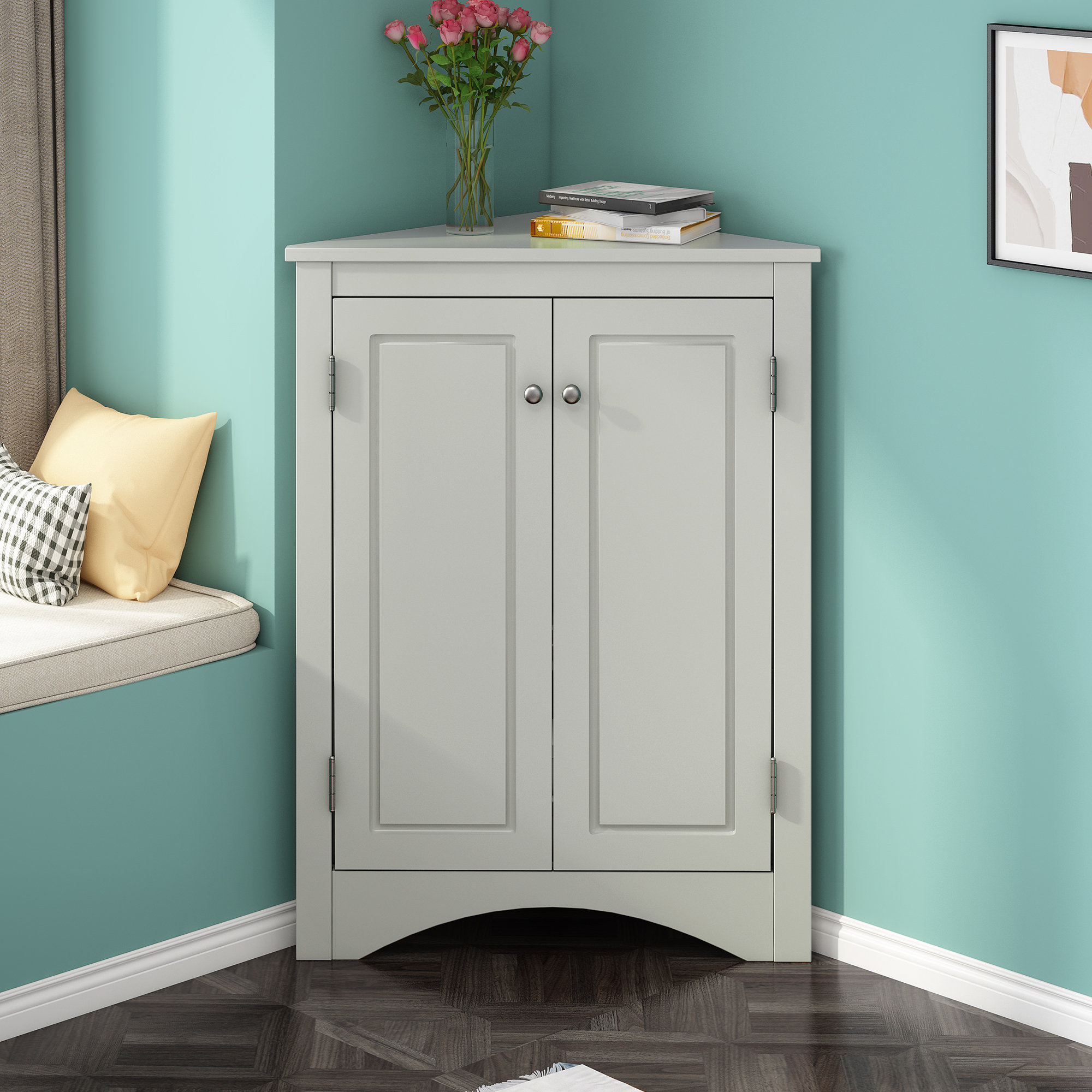 iYofe Armoire de coin Home Floor avec deux portes et tablettes ...