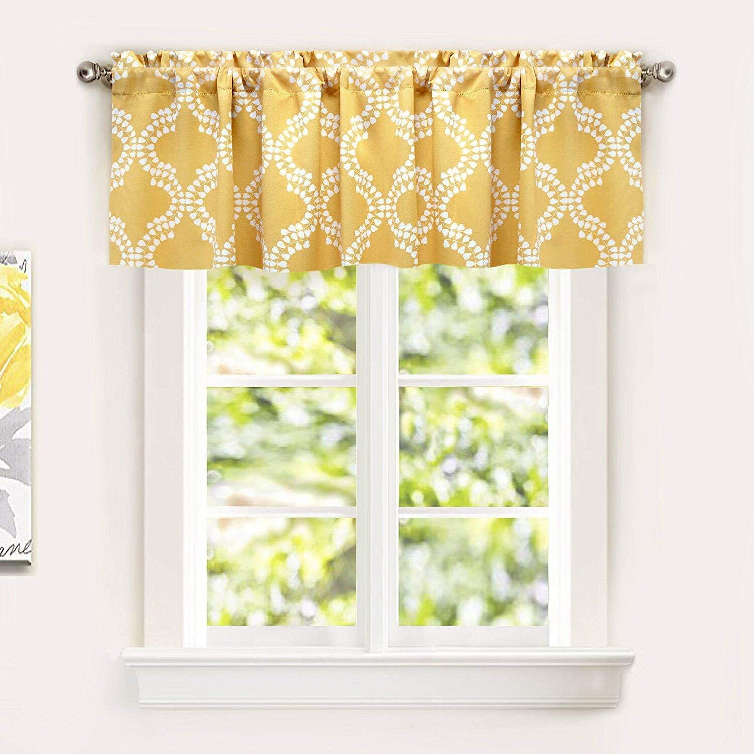 DriftAway Geometric Tailored Window Valance in Yellow | Wayfair