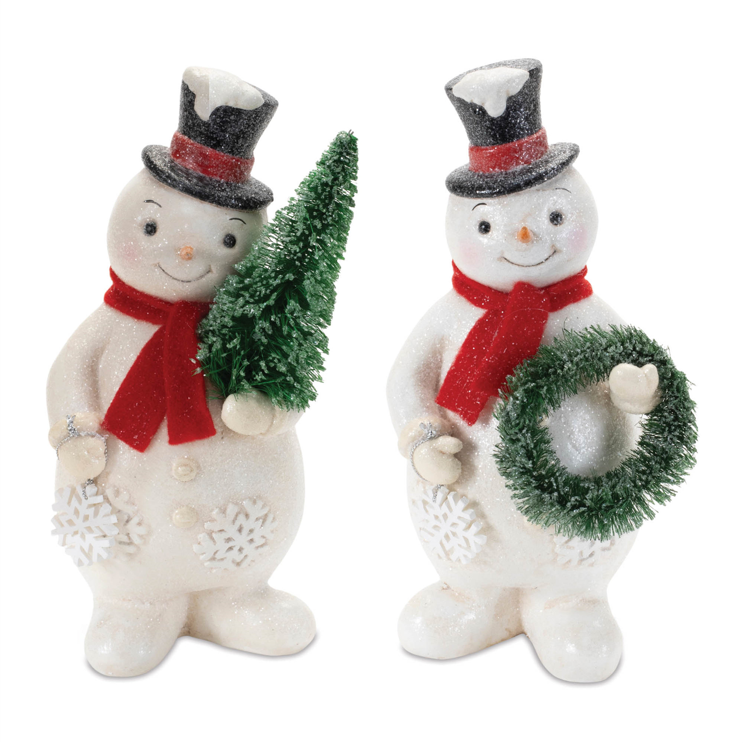 The Holiday Aisle® Glittered Snowman Figurine (Set of 2) | Wayfair
