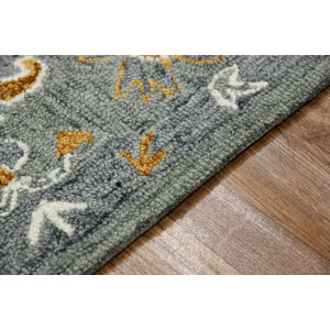 Bungalow Rose Handmade Hand Hooked Wool Gray Rug | Wayfair