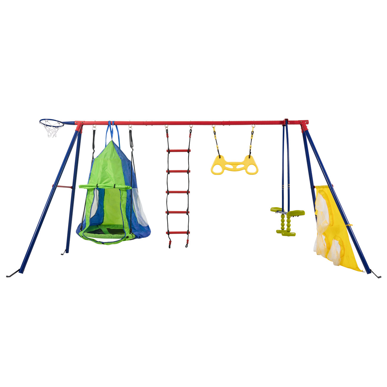 Red Barrel Studio® Interesting 6In1 Swingset With Net Swing And Face To ...