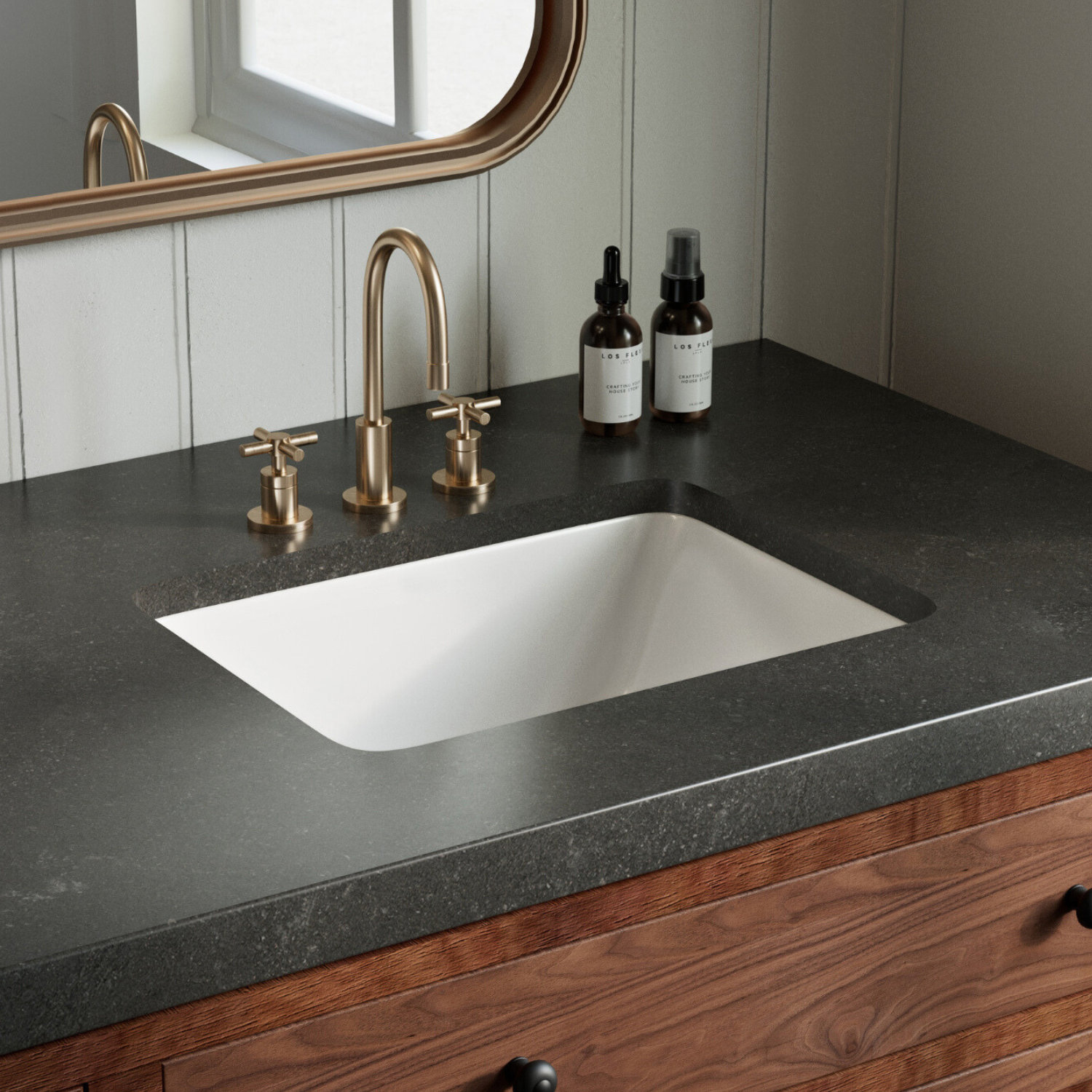 Los Flexi 20" x 15" Rectangle Undermount Bathroom Sink, White Ceramic ...