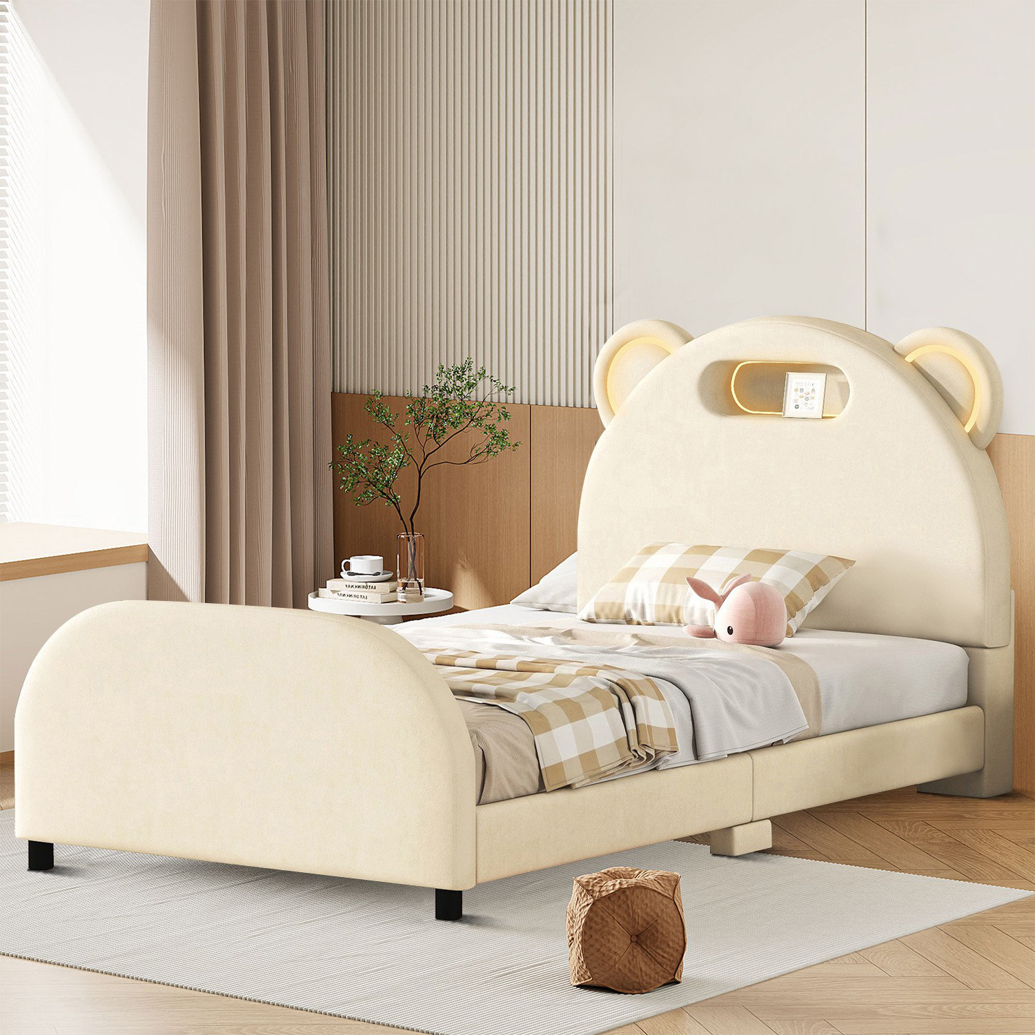 Red Barrel Studio® High quality upholstered bed frame with bear shaped ...