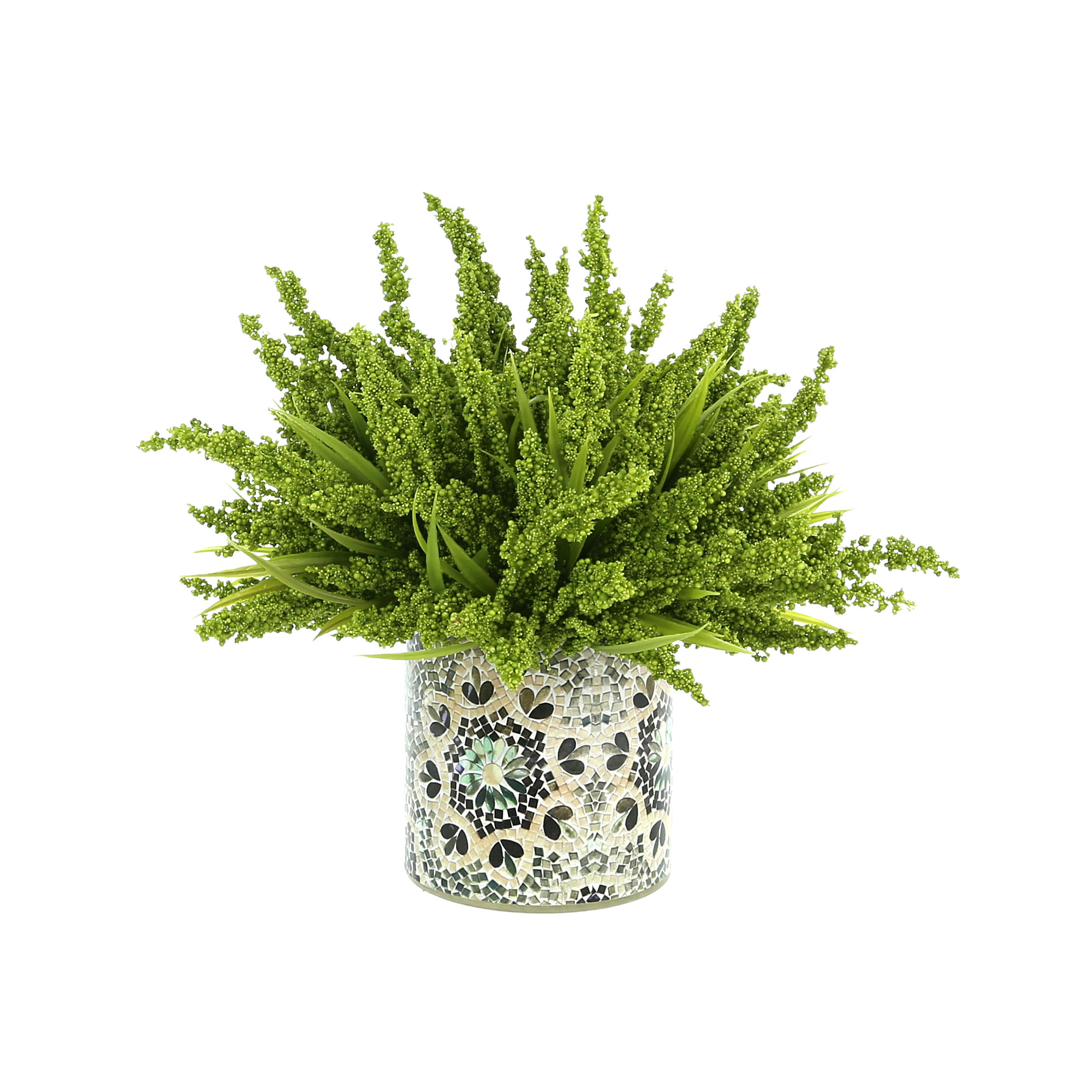 Primrue Heather Floral Arrangement in Mosaic Label Vase | Wayfair