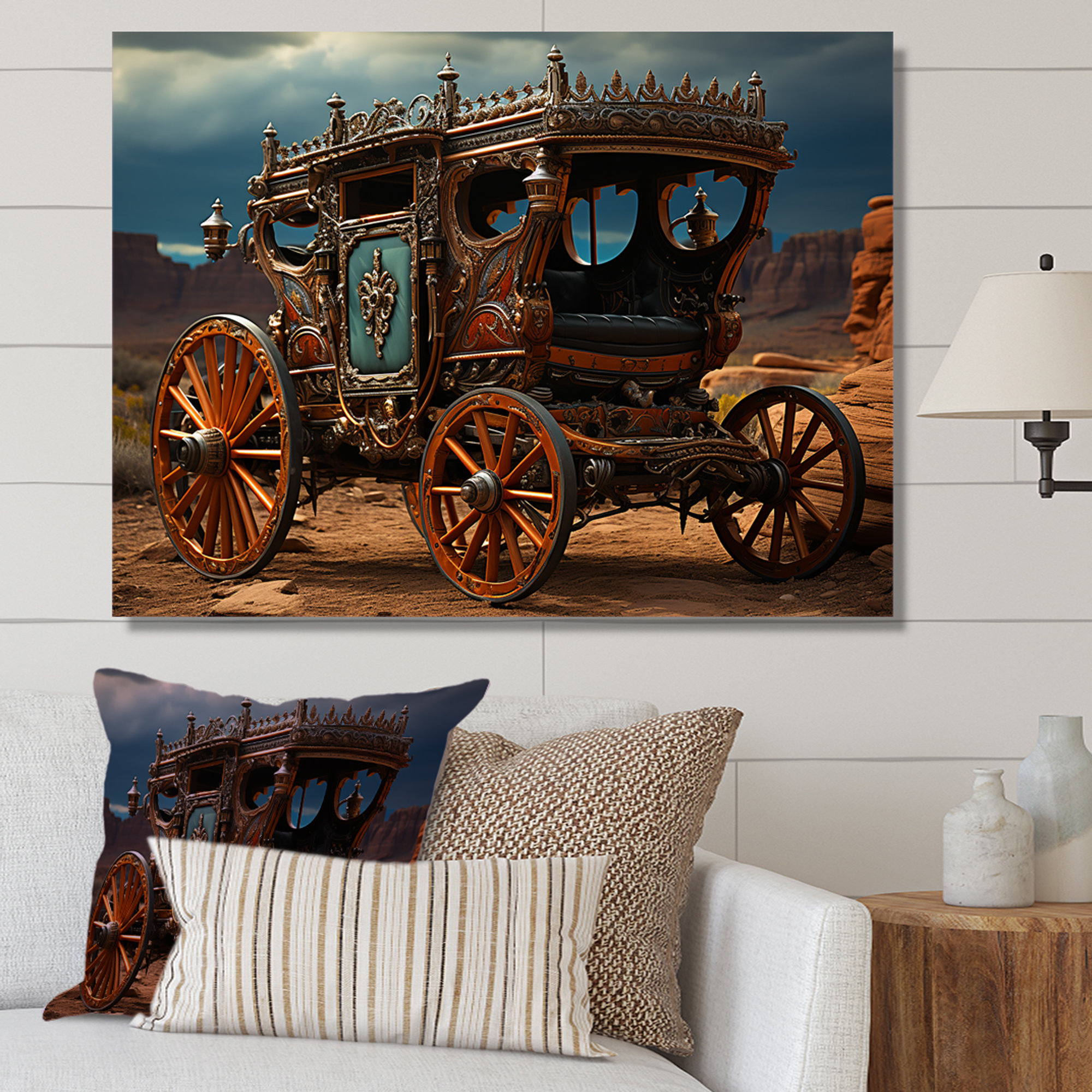 Winston Porter Fantasy Western Wagon In Usa On Canvas Print | Wayfair
