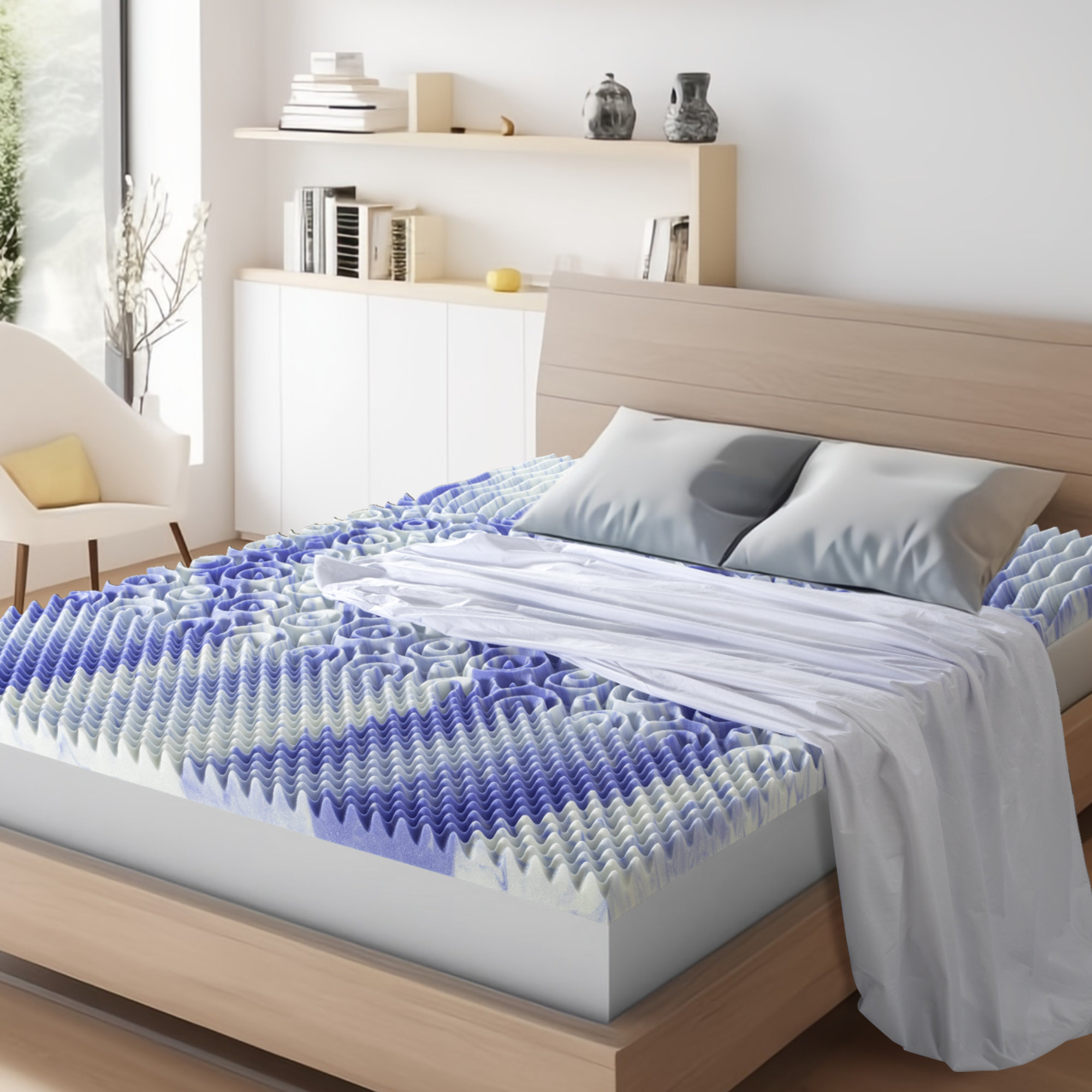 Alwyn Home Vittorio 3" Reversible Purple Gel Memory Foam Mattress ...