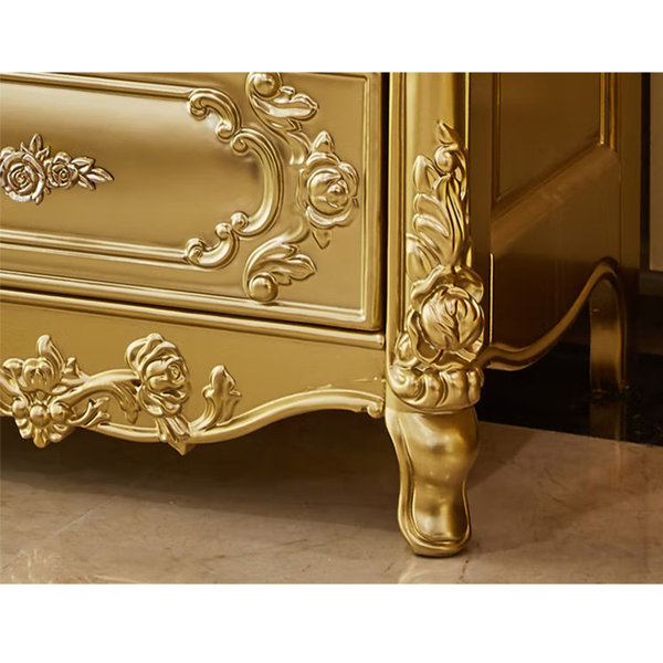 Romero European Champagne Gold Solid Wood Cabinet Solid Wood Accent ...