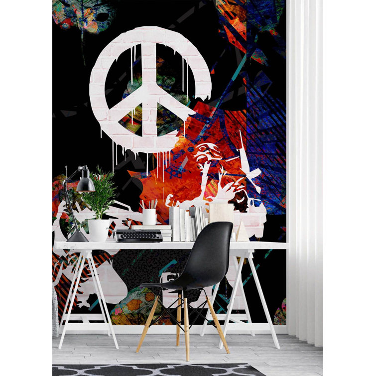 Feeby Banksy Soldiers and Painted Peace Sign Mural | Wayfair.co.uk