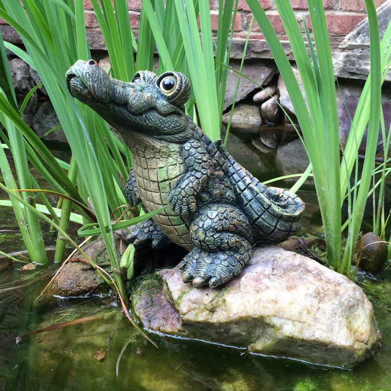 HomeStyles Whimsical Standing Gator the Alligator Garden Statue ...
