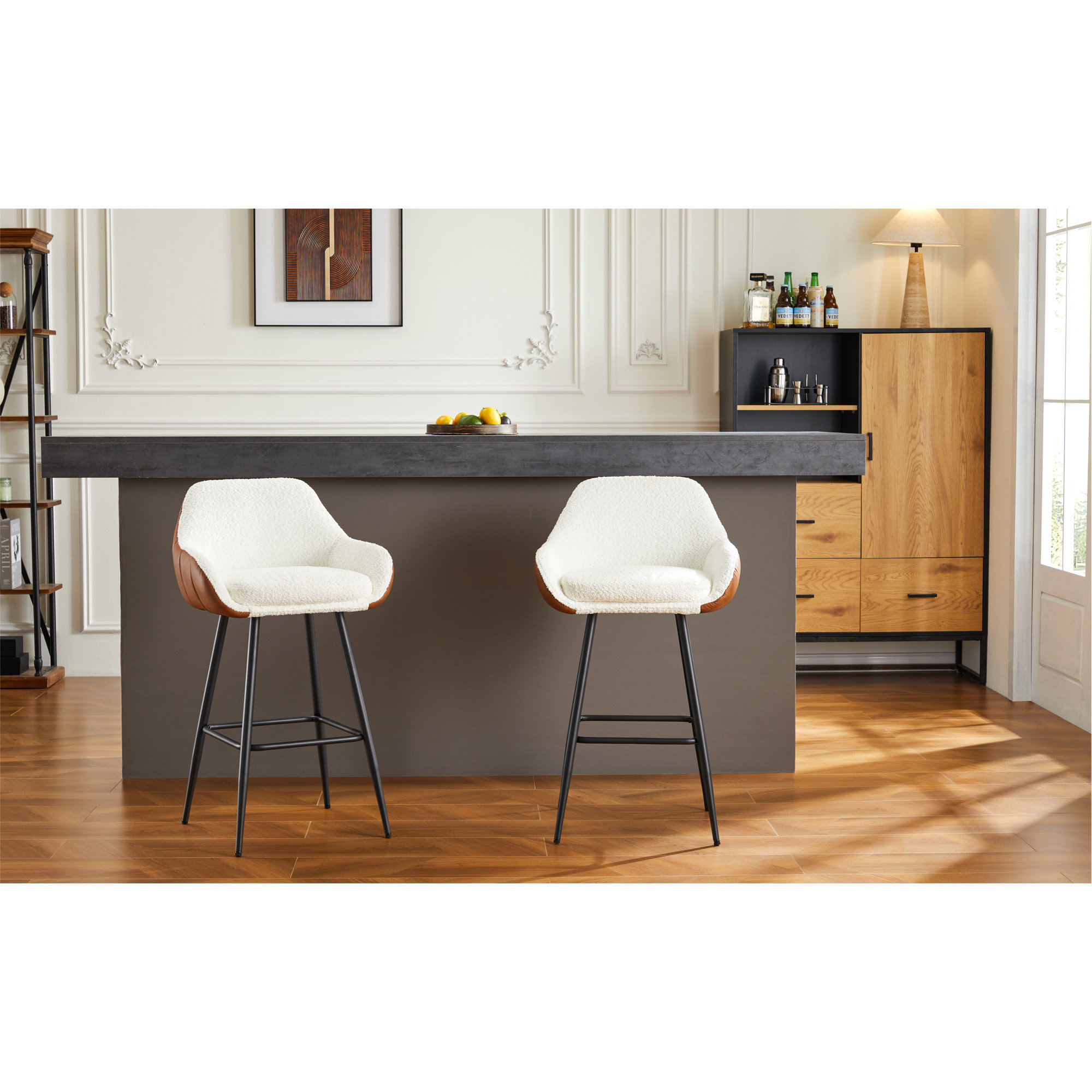 George Oliver 26" Modern Counter Height Bar Stools Set Of 2, Mid ...