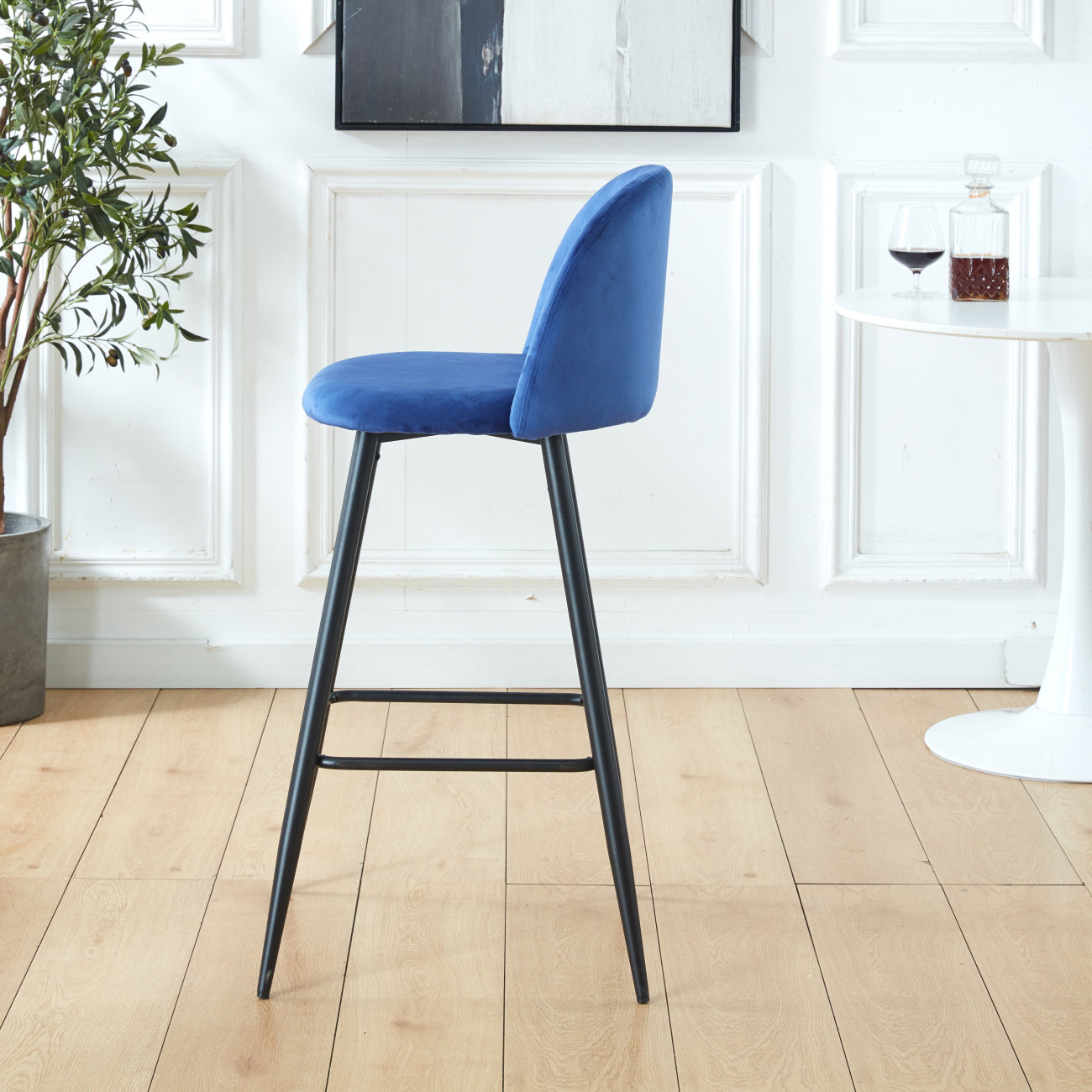 Mercer41 Modern Bar Stool Stylish Velvet Bar Stools, Set Of 2, With ...