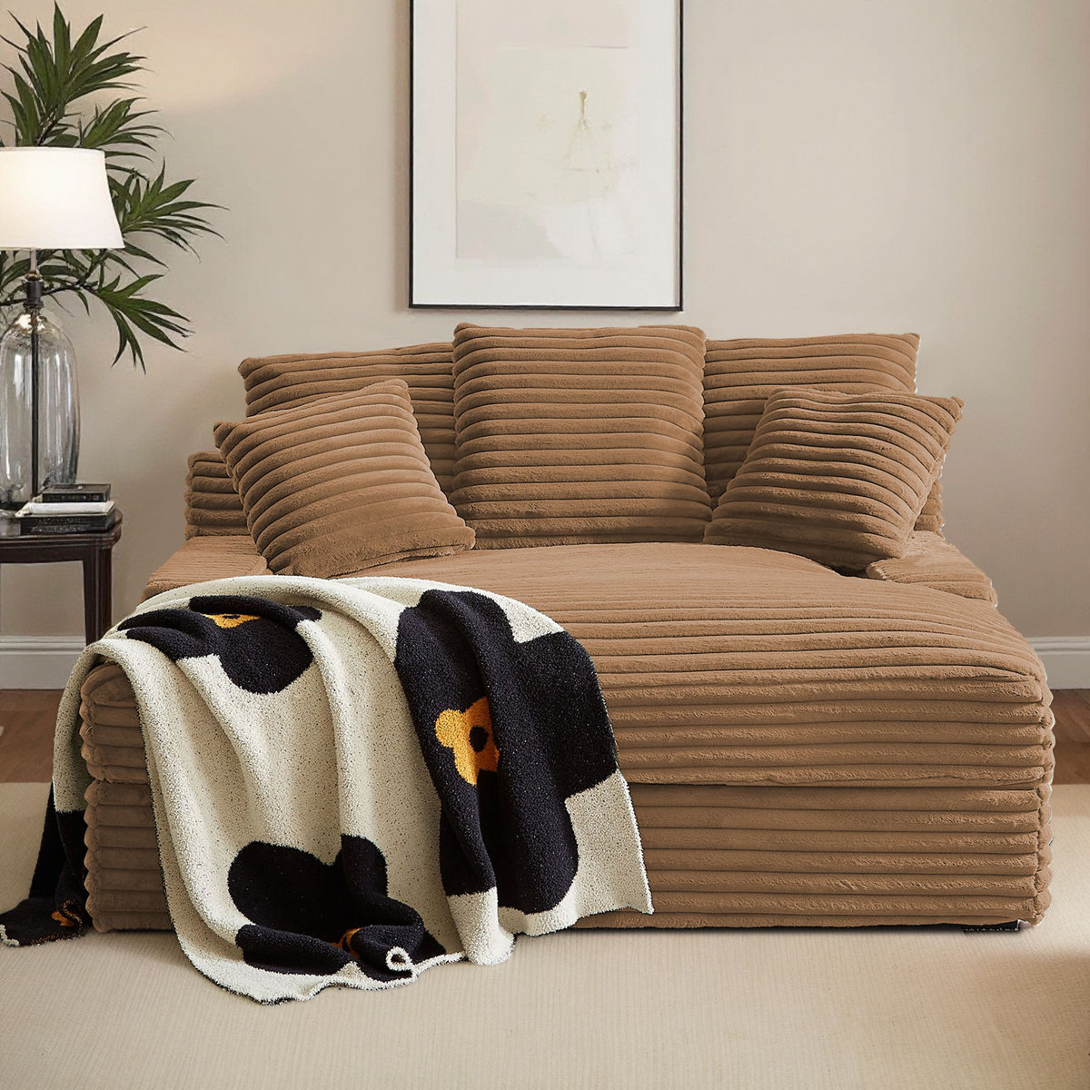 Hokku Designs Extra Wide Deep Seat Oversized Chaise Lounge Sofa Bed ...