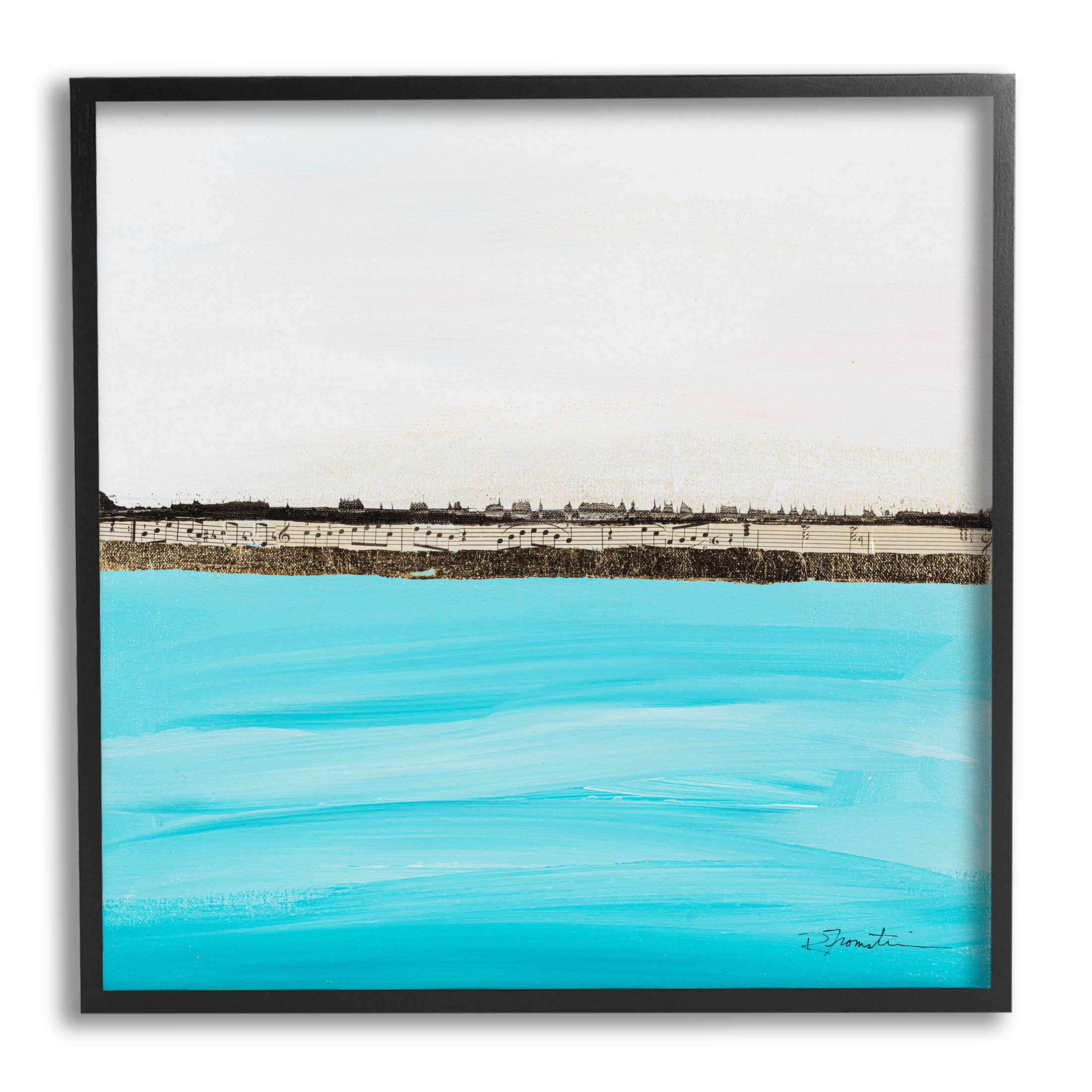 Stupell Industries Modern Landscape Music Notes Collage Giclee Art By ...