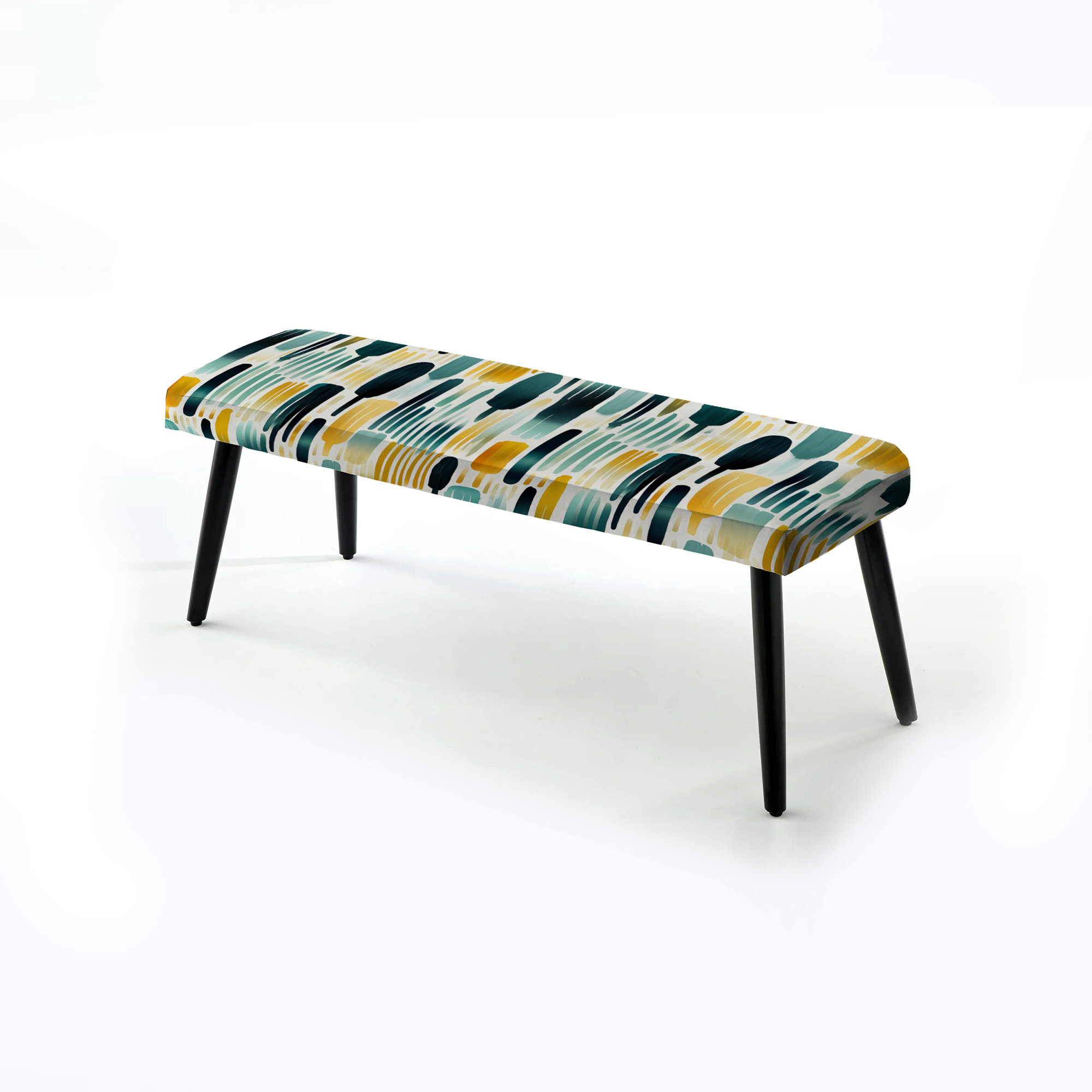 Design Art Green Adn Yellow Paint Striped Pattern - Striped Upholstered ...