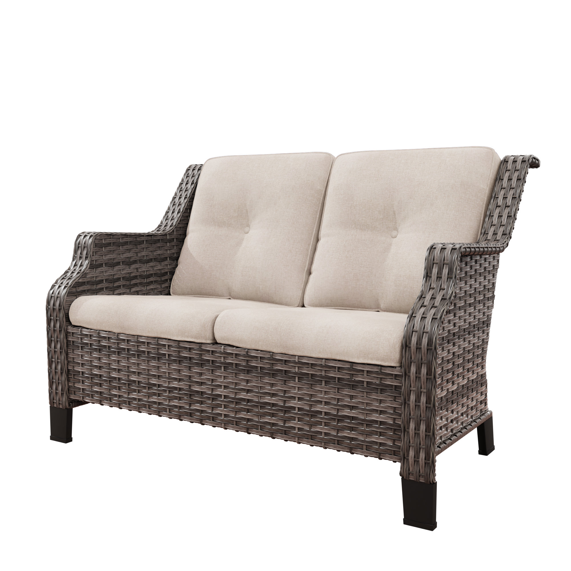 Winston Porter Tomball 50'' Wide Outdoor Loveseat with Cushions ...