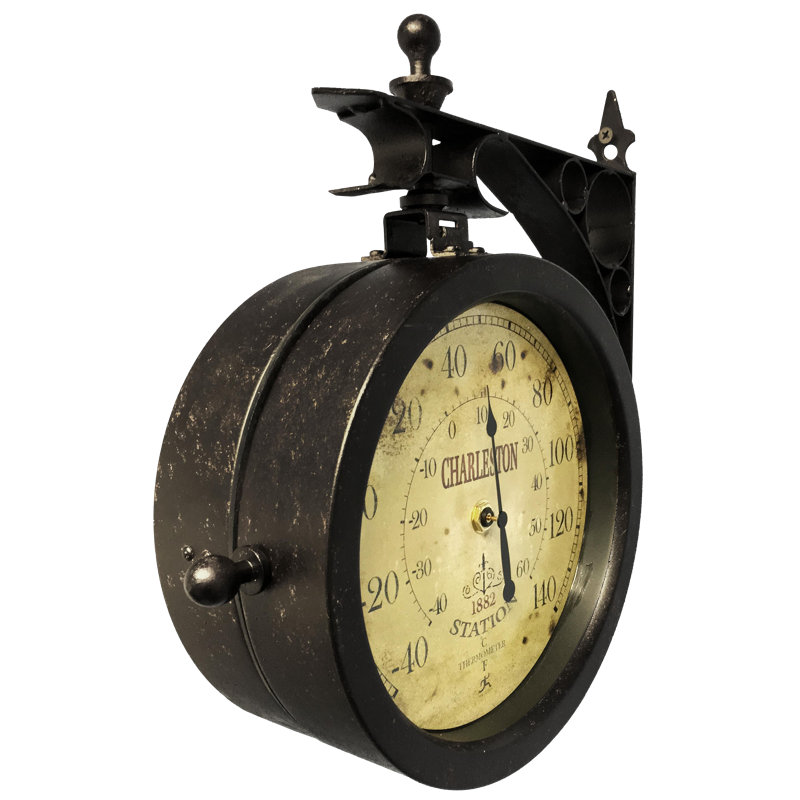 Williston Forge Outdoor Round Metal Wall Clock 12 Inches - Weathered ...