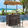 Bay Isle Home™ Outdoor Tiki Bar Set, Wicker Patio Bar w/2 Stools ...