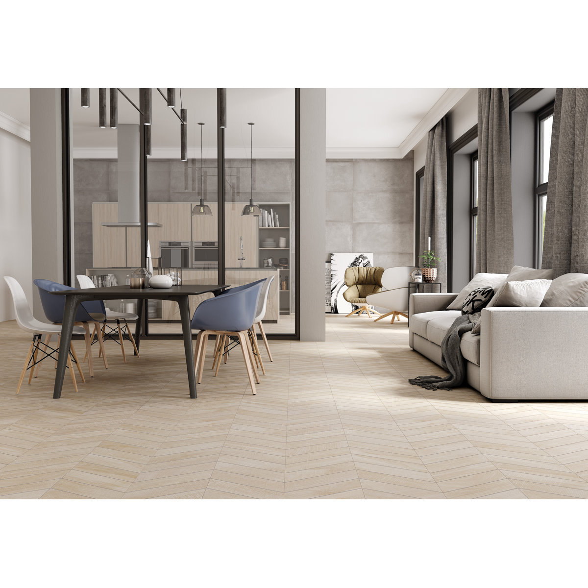 Mirrella Chevron Artwood 24x48 Wood Look Matte Porcelain Tile In ...